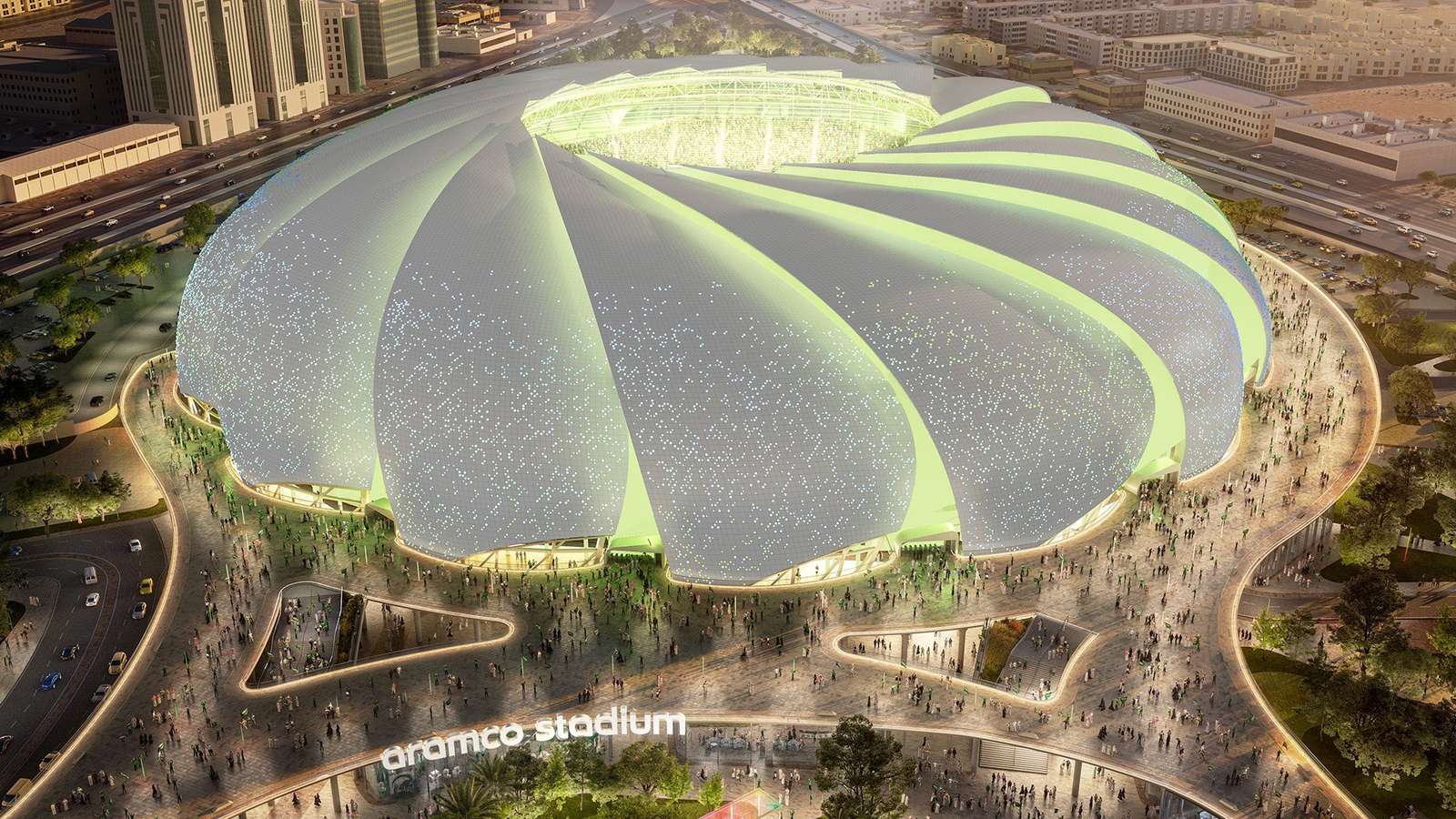 Work is progressing and accelerating at Aramco Stadium in