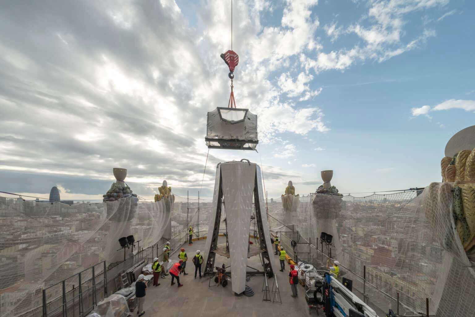 The Cross Crowns the Tower of Jesus Christ at Sagrada Família